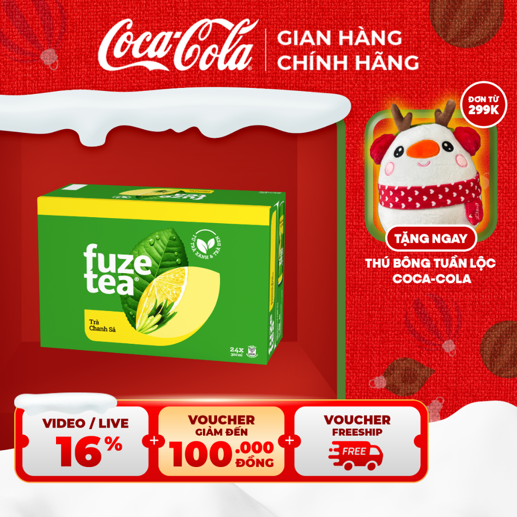 Thùng 24 lon Trà Chanh Với Sả Fuze Tea 320ml/lon Coca-Cola Official ...
