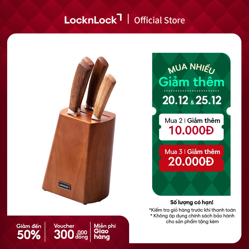 Bộ dao 6 món Lock&Lock Wood Knife Block CKK003 | Shopee Việt Nam