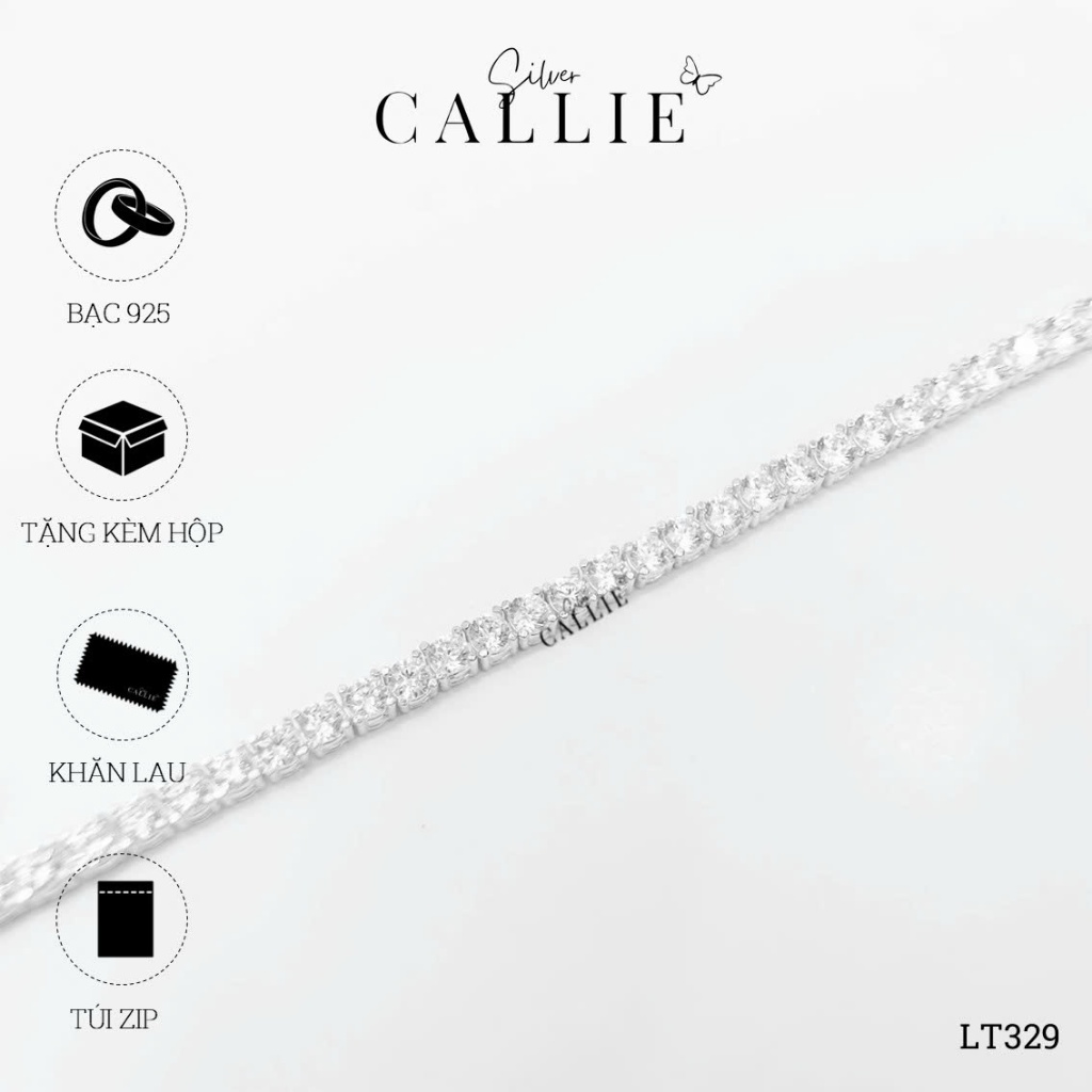LT329 - Lắc tay bạc Callie Silver full đá 3li khoá gài | Shopee Việt Nam
