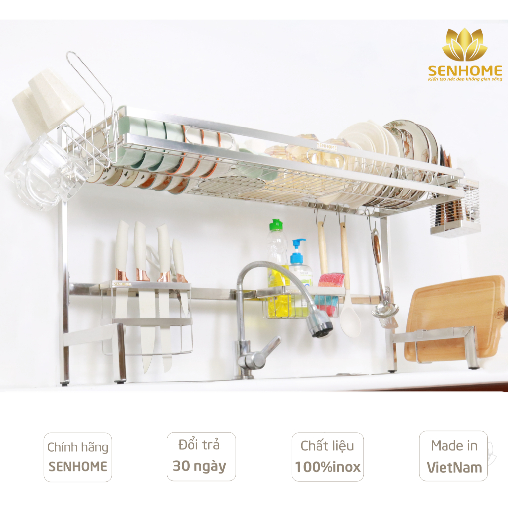 Kệ Úp Chén Inox Đa Năng 1 Tầng SENHOME Trên Bồn Rửa | Shopee Việt Nam