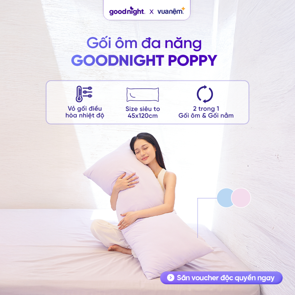 Vỏ Gối Ôm Vua Nệm Goodnight Poppy làm mát mùa hè 45x120cm, Vỏ Gối Ôm ...
