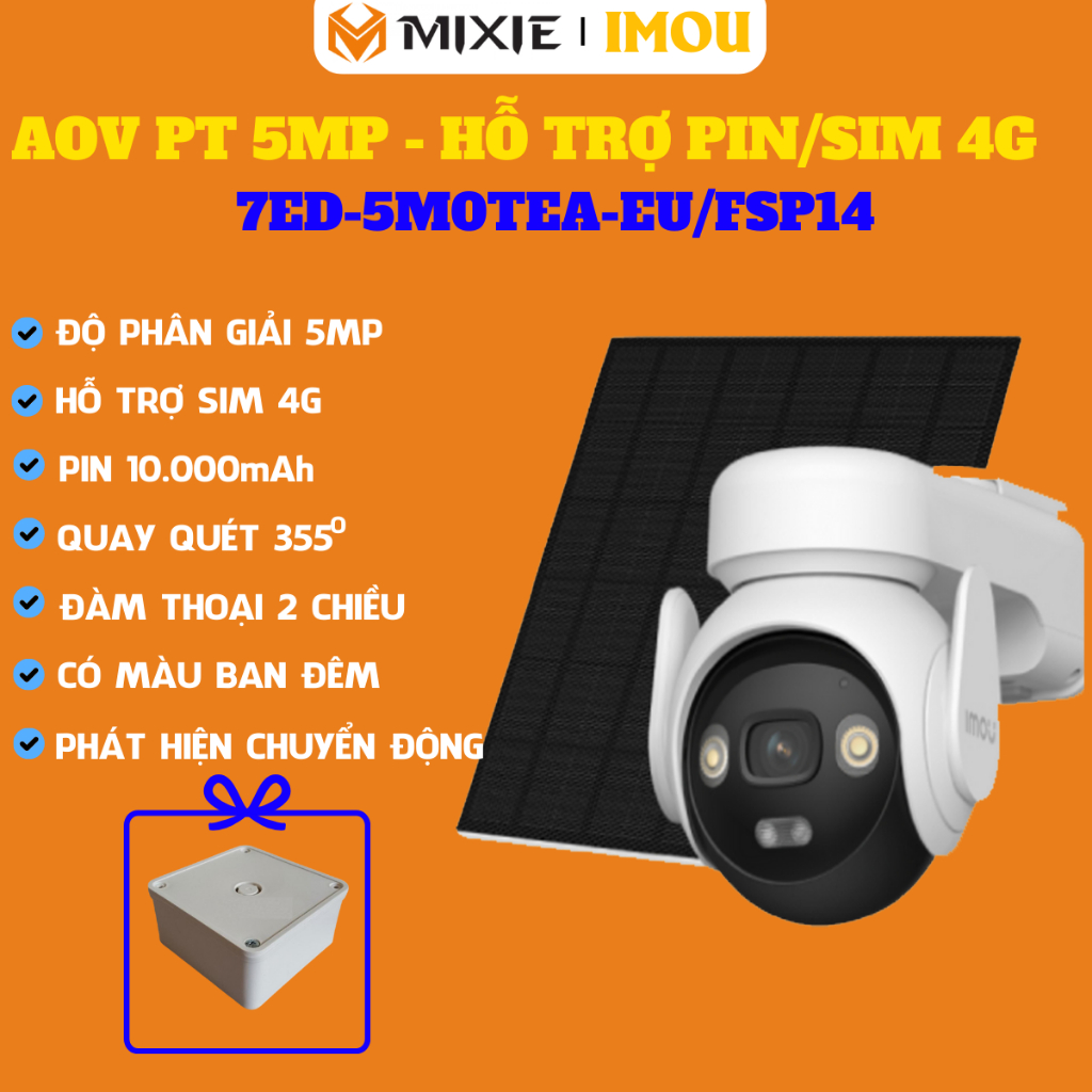 Imou AOV PT 5MP | B7ED-5M0TEA-EU/FSP14 | Camera dùng Pin mặt trời Hỗ ...