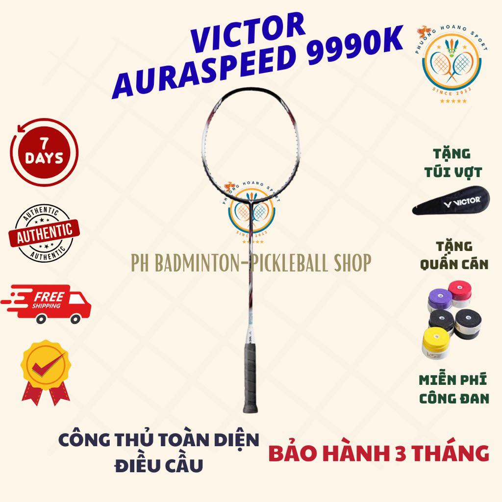 HOẢ TỐC [Đan sẵn cước+Tặng túi+Quấn cán] Vợt Cầu Lông Victor AURASPEED ...