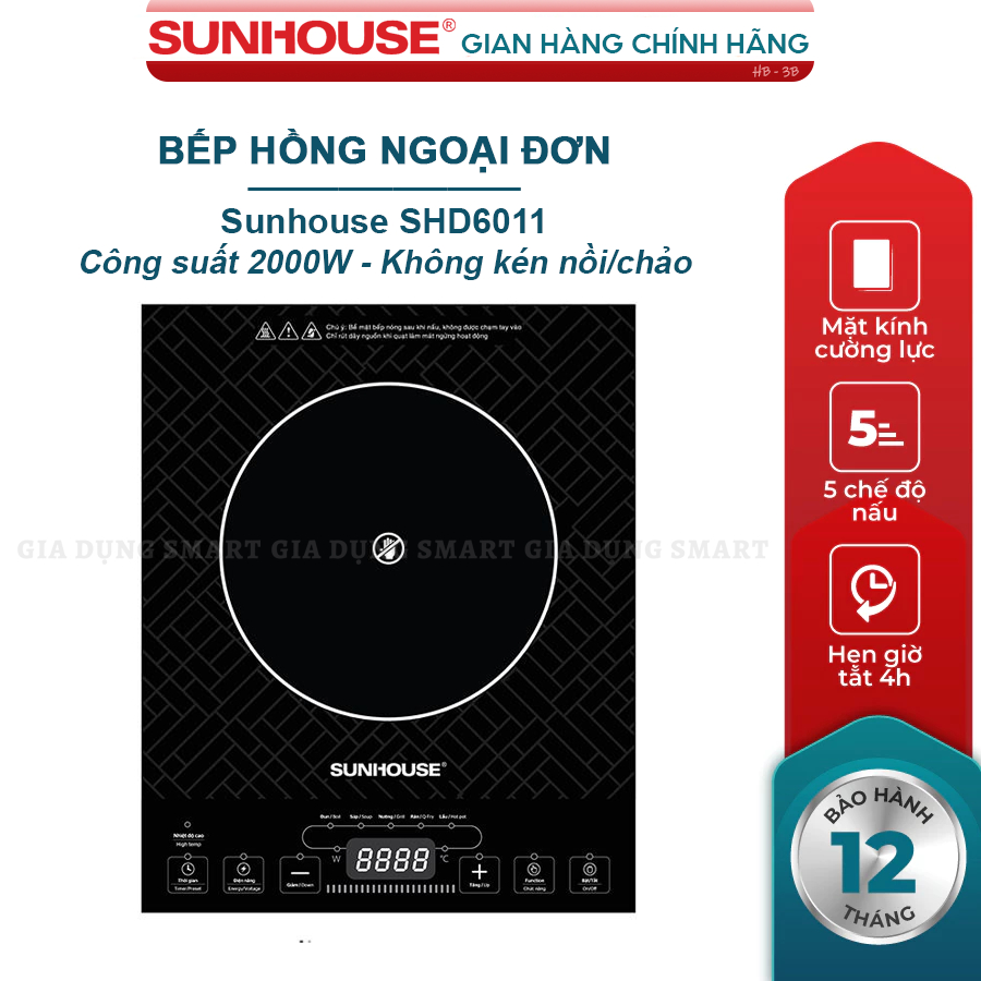 Bếp hồng ngoại đơn Sunhouse SHD6011 - KHÔNG KÉN NỒI CHẢO - Bảo hành 1 ...