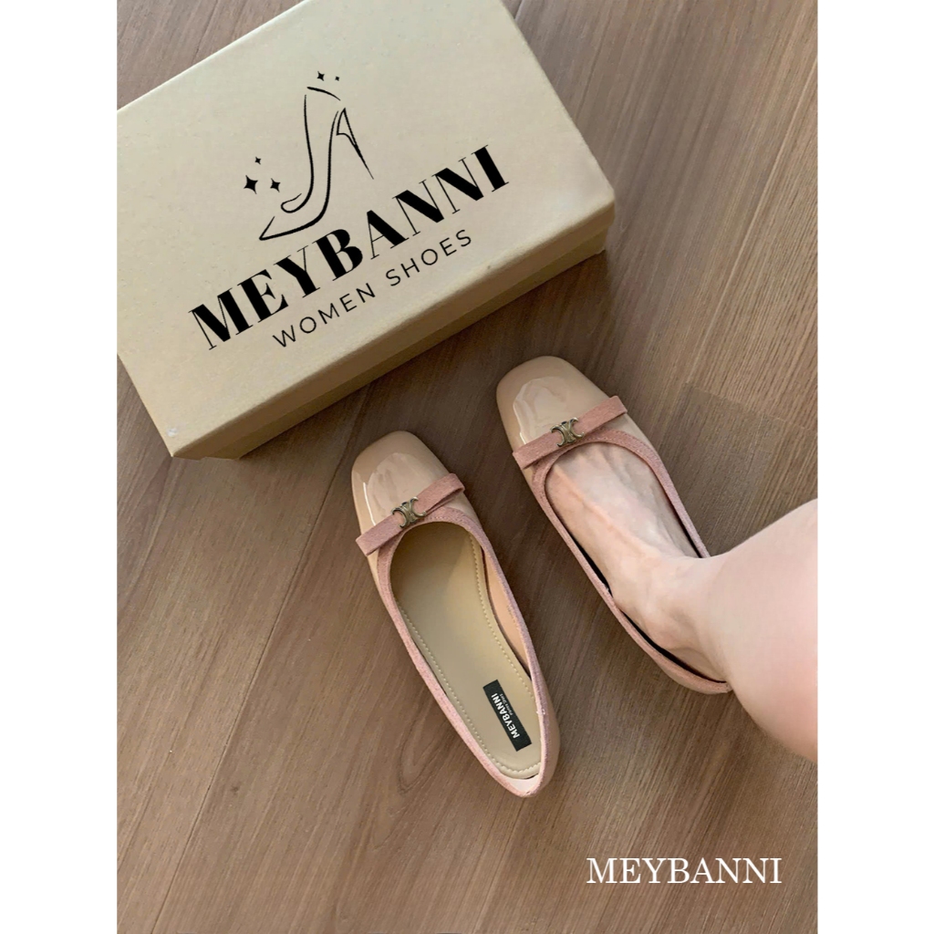 Giày Búp Bê MEYBANNI Đế Bệt Mũi Vuông Phối Nơ Và Khóa X Xinh Xắn - C834 ...