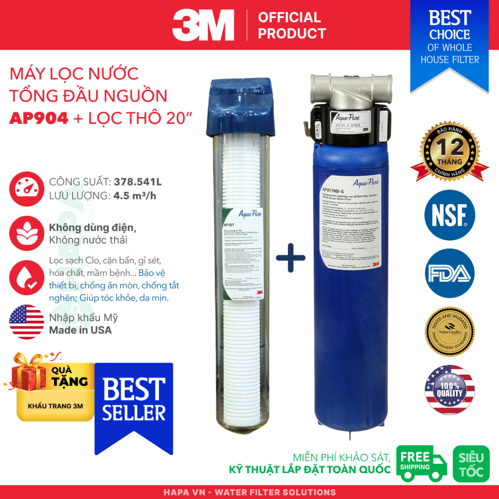Máy Lọc Nước Đầu Nguồn 3M AP904 PREMIUM Chính Hãng - Lọc Tổng Chung Cư ...
