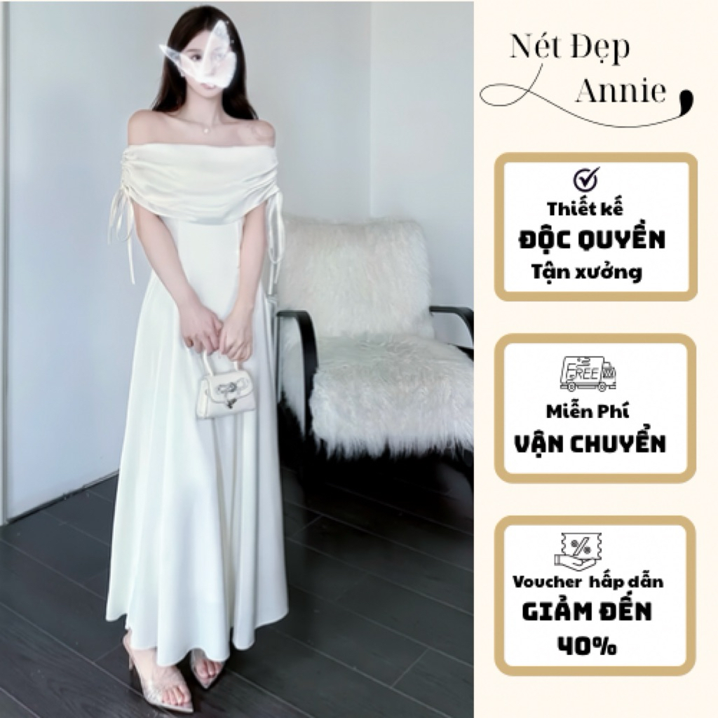 Váy Lụa ANNIE Dáng Dài Trễ Vai Rút Dây Mặc Được Nhiều Kiểu Thanh Lịch ...