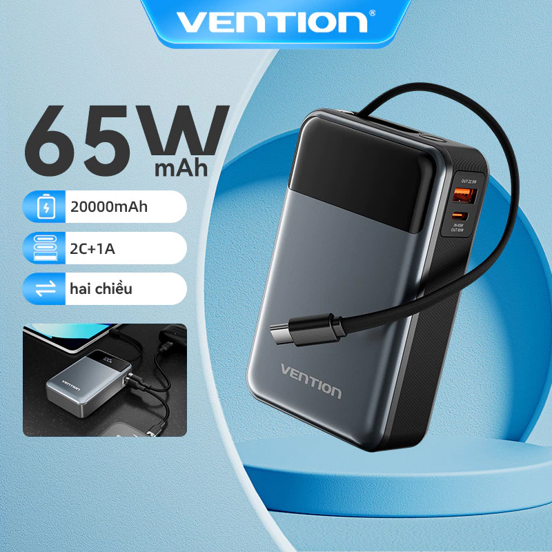 Sạc dự phòng 65W - Power Bank 65W – Vention – Dung lượng lớn 20000mAh ...