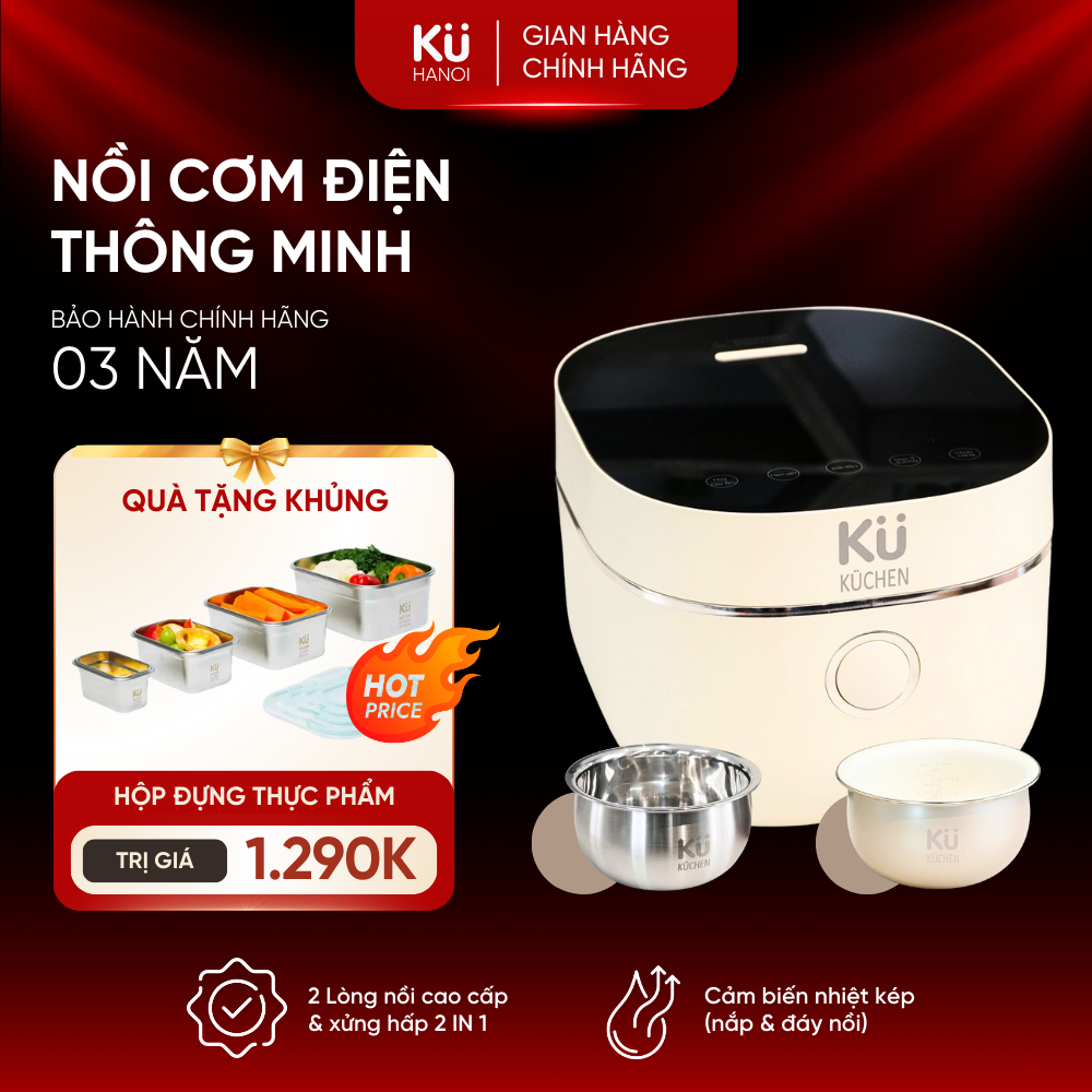 (HOẢ TỐC)-Nồi cơm điện thông minh KUCHEN KU RCDP3003 – 2 Lòng Inox 304 ...