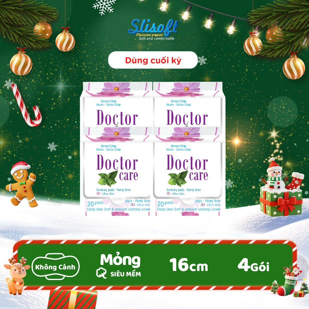 Combo 4 Băng vệ sinh hàng ngày Doctor Care, BVS thảo dược 16 cm siêu ...