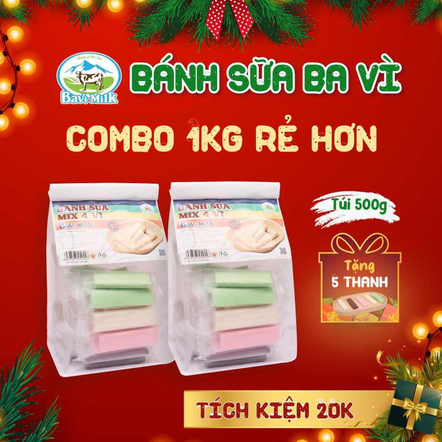 [Rẻ hơn 20k] Bánh Sữa Ba Vì Combo 1kg Mix Đủ Vị - Thơm Đậm Vị Sữa ...