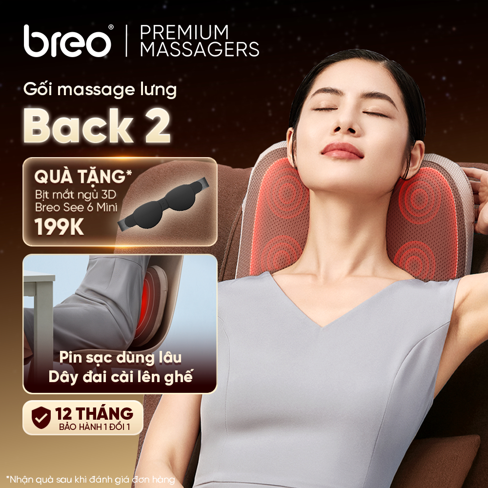Gối Massage Lưng Cao Cấp BREO Back 2 - Xoa Bóp Chườm Nóng - Pin Sạc ...