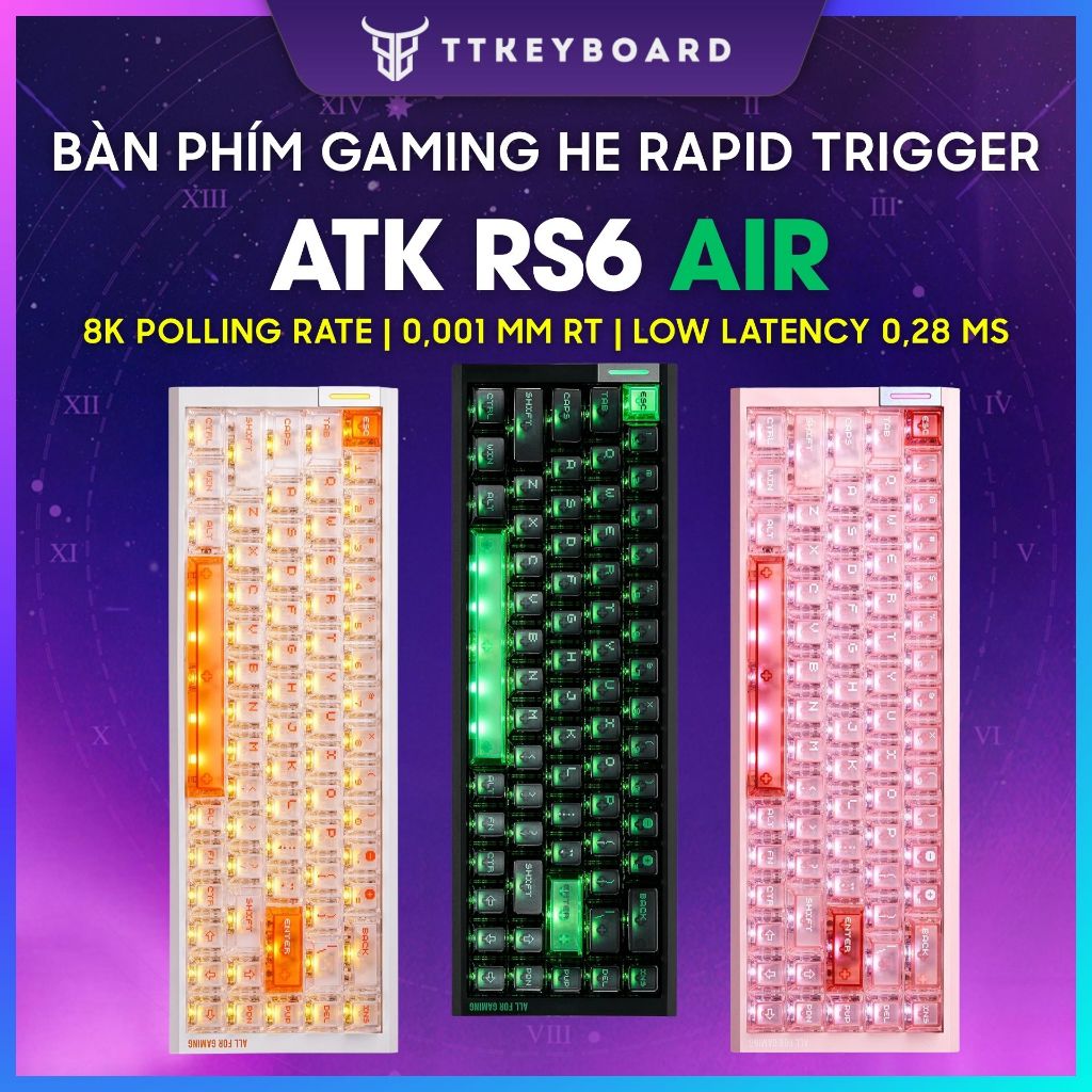 [Hỏa Tốc] Bàn Phím Cơ Gaming ATK RS6 AIR HE Rapid Trigger 8K Polling ...