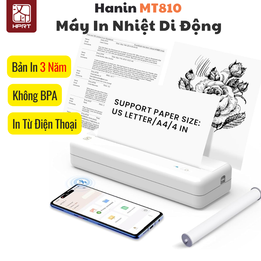 Máy in di động HPRT MT810, Khổ A4 In Nhiệt BẢN IN 3 NĂM Bluetooth 5.0 ...