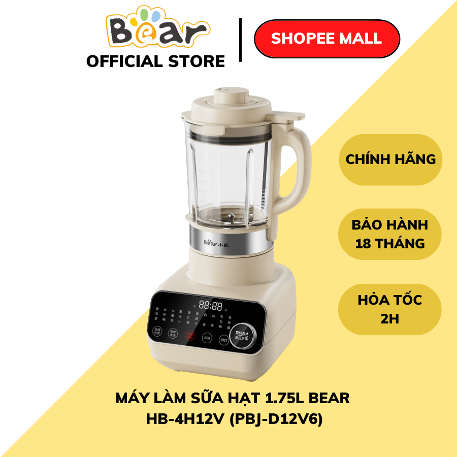 Máy làm sữa hạt 1.75L Bear HB-4H12V (PBJ-D12V6), 1200W, 6 lưỡi inox xay ...