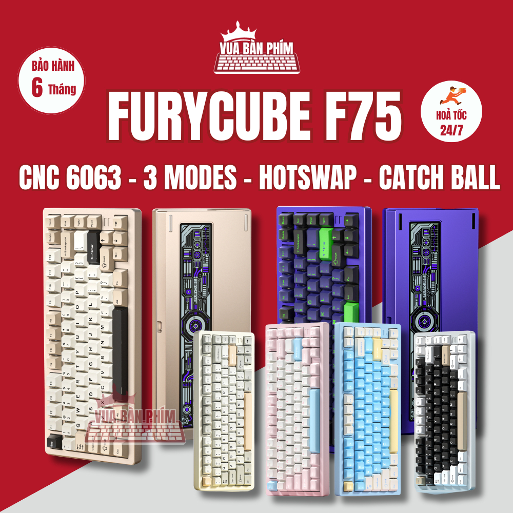 [Hàng Sẵn] Bàn phím cơ Furycube F75 | f75 pro không dây , mạch xuôi ...