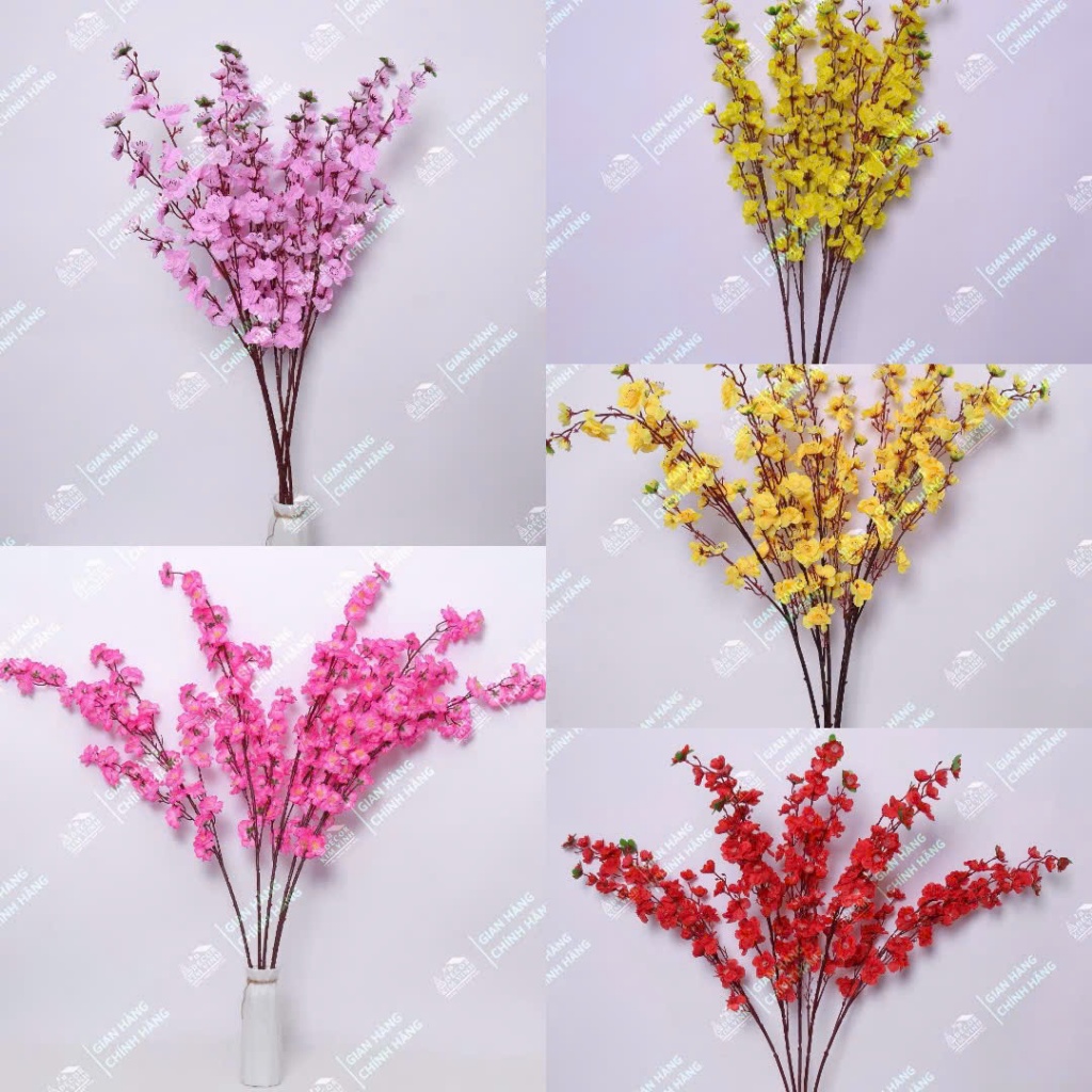 ( Tết 2026 ) Sỉ combo 5-10 cành hoa đào,hoa mai giả trang trí Tết hàng ...