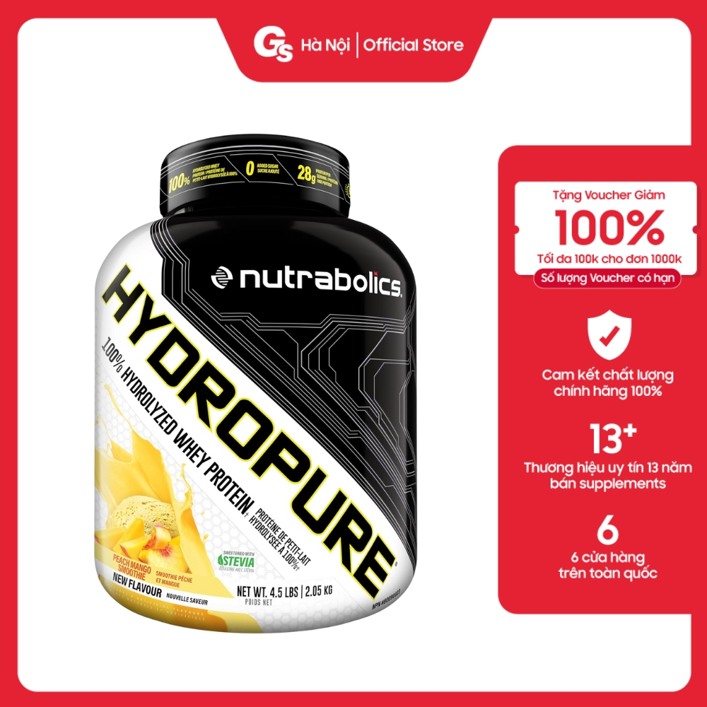 Sữa tăng cơ Nutrabolics Hydropure whey protein thủy phân 4.5Lbs (58 ...