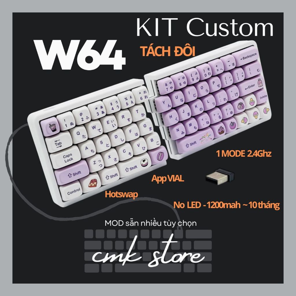 KIT Bàn Phím Cơ Custom "Nứt Đôi" Layout Alice 65% - Hotswap - No LED ...