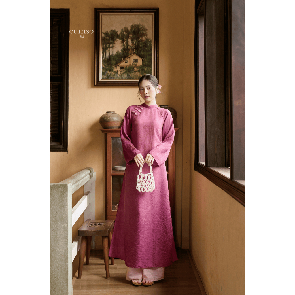 EUMSO - Áo dài HÀ THI kèm quần, tằm nhũ cao cấp, form xuông trendy ...