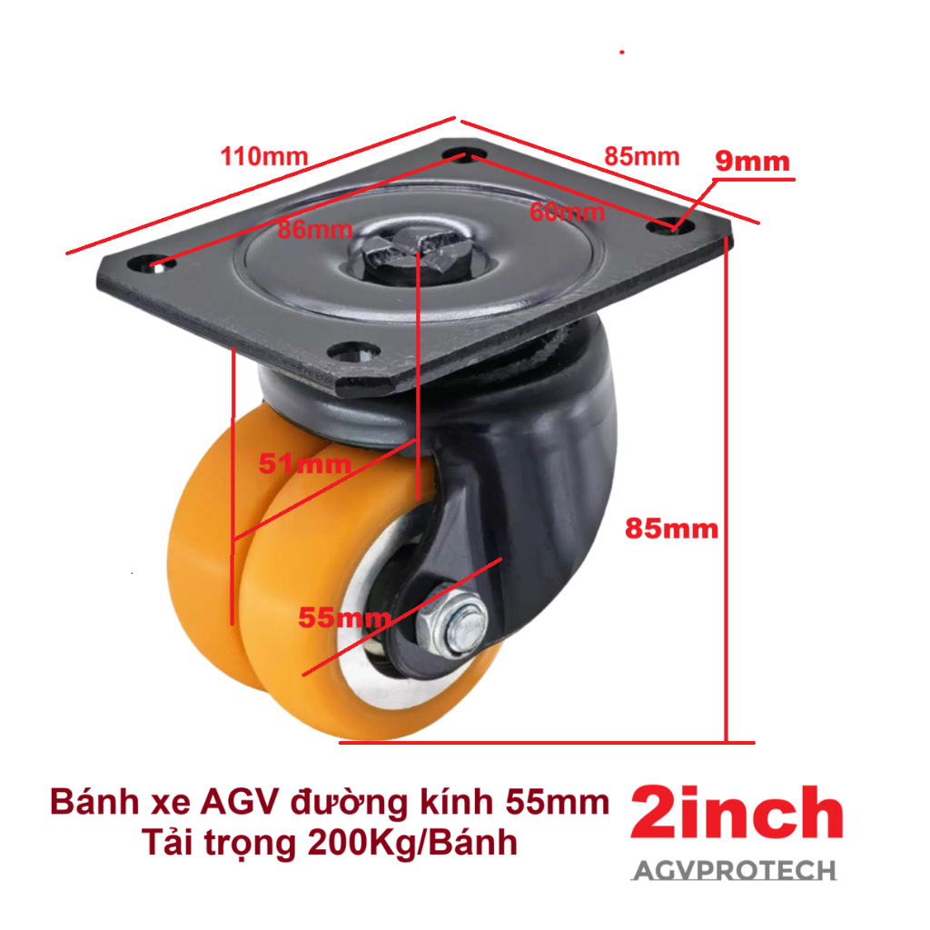 Bánh xe AGV đường kính 55mm- agv caster wheel | Shopee Việt Nam