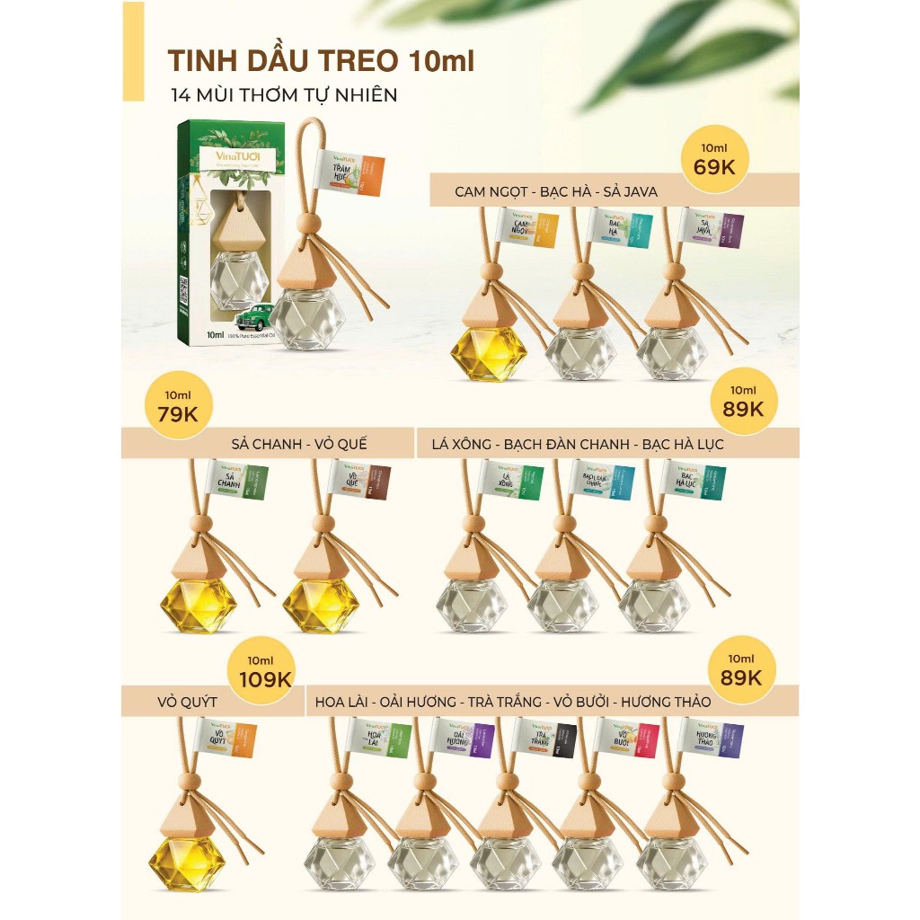 Tinh Dầu Treo Xe Ô Tô Vina Tươi 10ml – Khử Mùi, Thơm Lâu, Nhiều Mùi ...