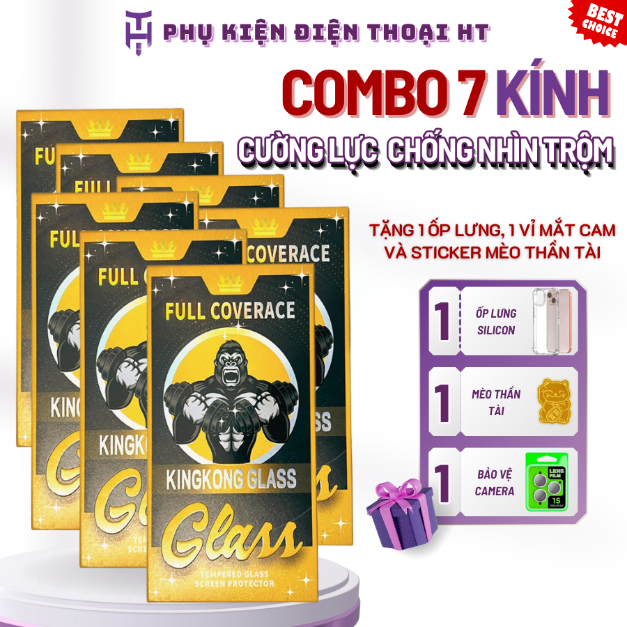 [TẶNG ỐP + MÈO THẦN TÀI] COMBO 7 Kính cường lực chống nhìn trộm có ...