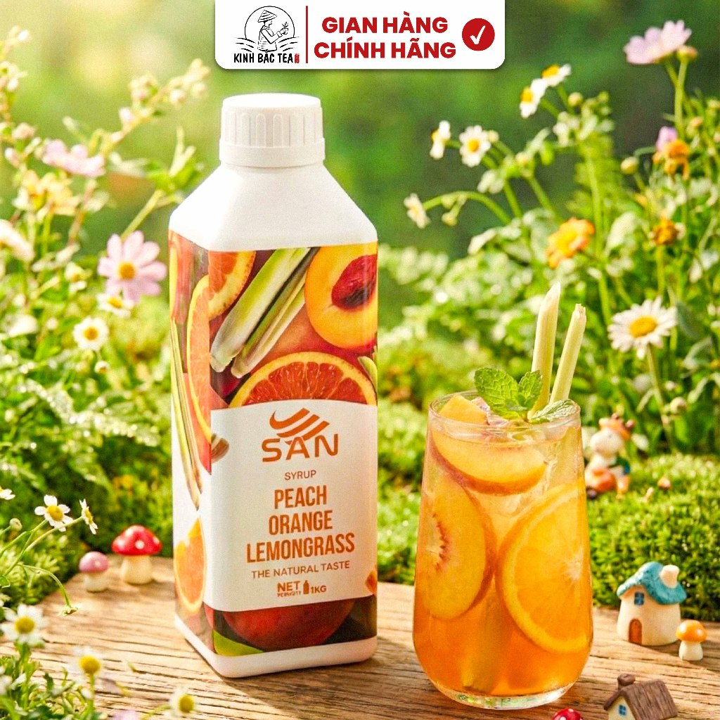 Syrup/siro ĐÀO CAM SẢ SAN, mẫu thử 100ml, tặng sách công thức, tiện ...