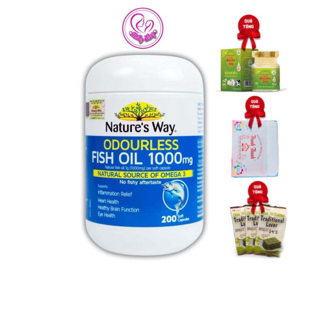Dầu cá Nature’s Way 1000mg Odourless Fish Oil hộp 80 viên hỗ trợ mắt và ...