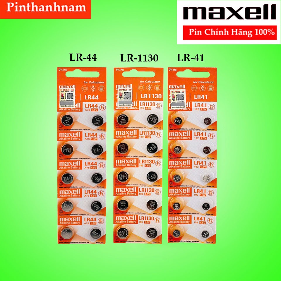 Pin MAXELL LR44 / LR1130 / LR41 1,5V Vỉ 10 Viên Chính Hãng | Shopee ...