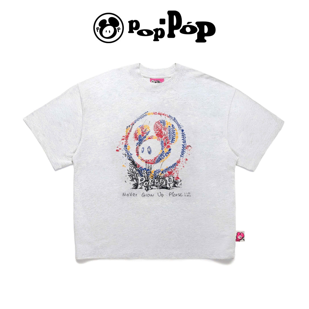 POPPOP Áo Thun Poppop Mascot PP Crayon Flower T-Shirt 100% Cotton Form ...