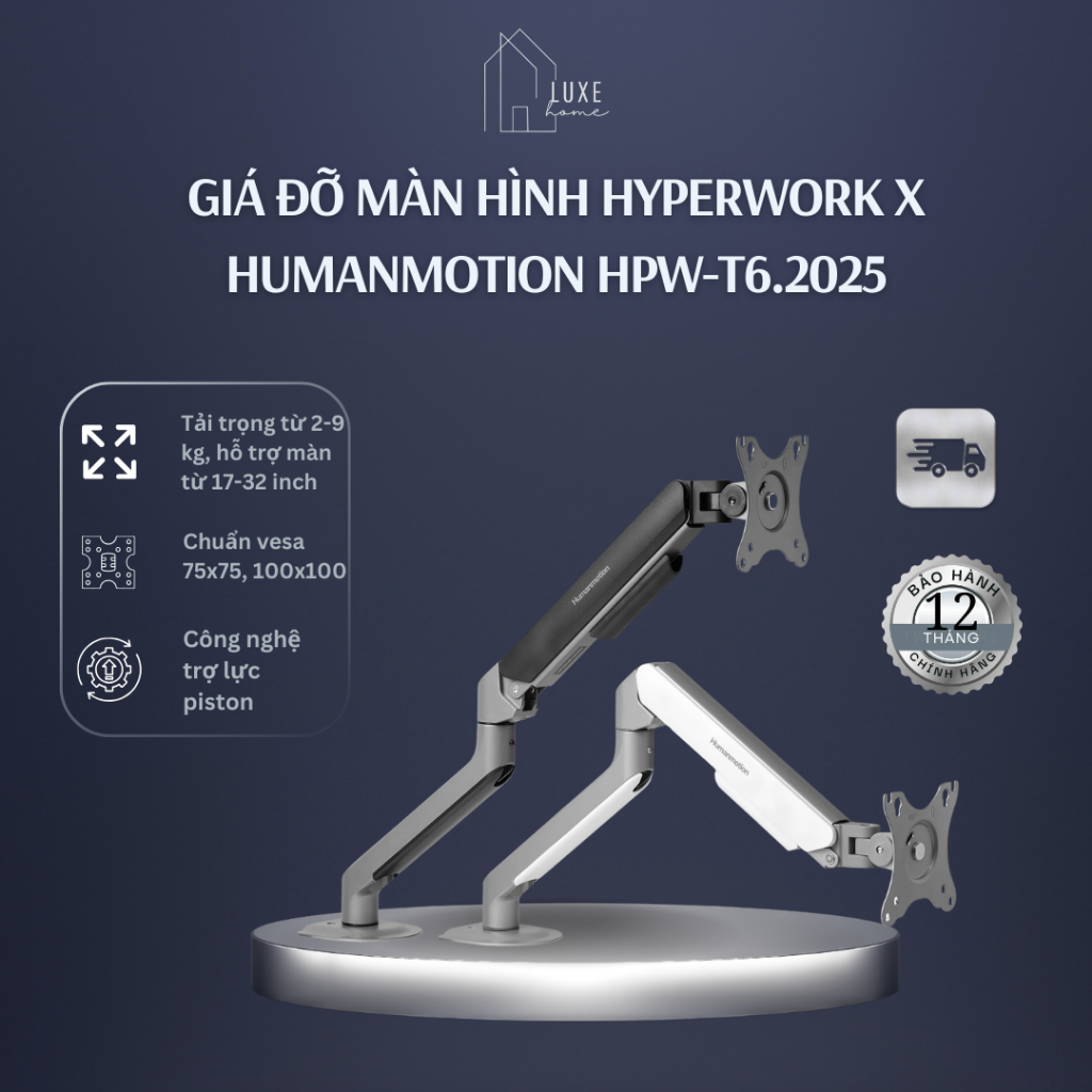 Giá đỡ màn hình Hyperwork Humanmotion T6 2025 | Chịu tải 9kg tối đa 32 ...