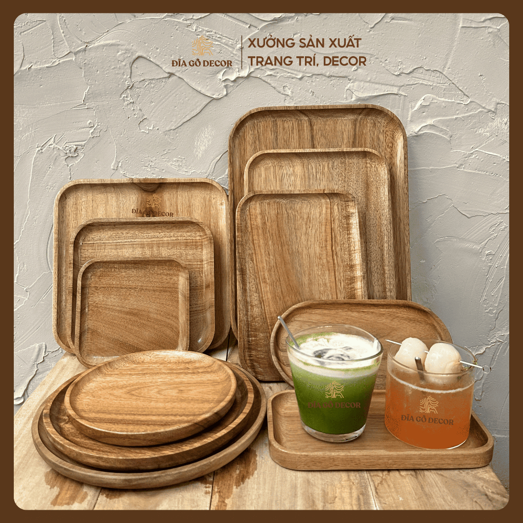 Khay gỗ cho quán cafe, nhà hàng, decor chụp ảnh, trang trí, đựng đồ ăn ...