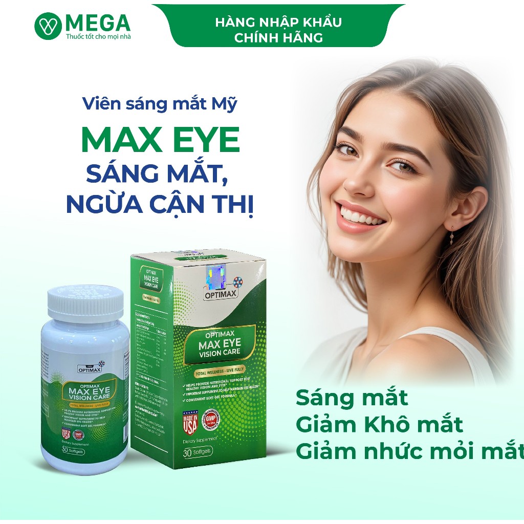 (Date 2026) Sáng mắt MAX EYE từ Mỹ, Giảm Khô, Nhức, Mỏi mắt, Ngừa tăng ...