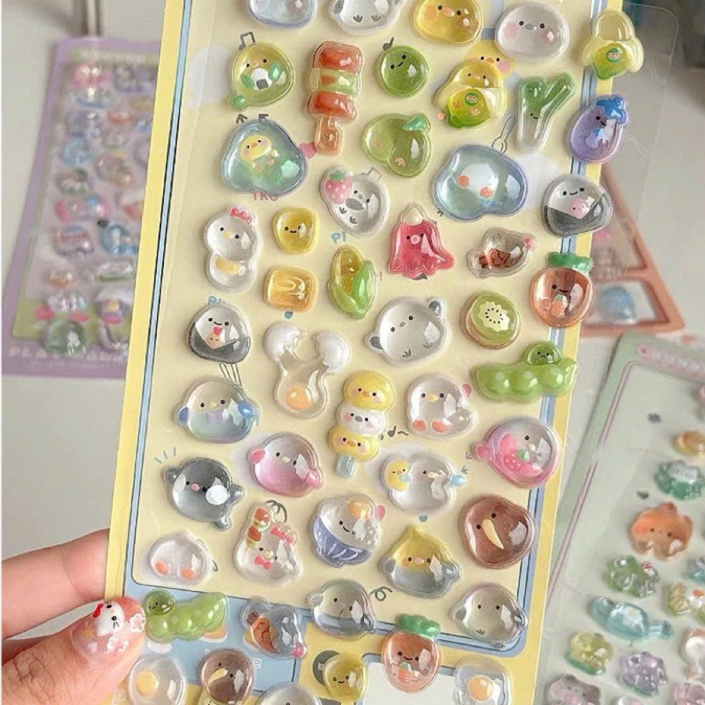 Sticker Nổi 3D Silicon Trong Suốt (Chủ Đề Đồ Ăn & Con Vật Đáng Yêu ...