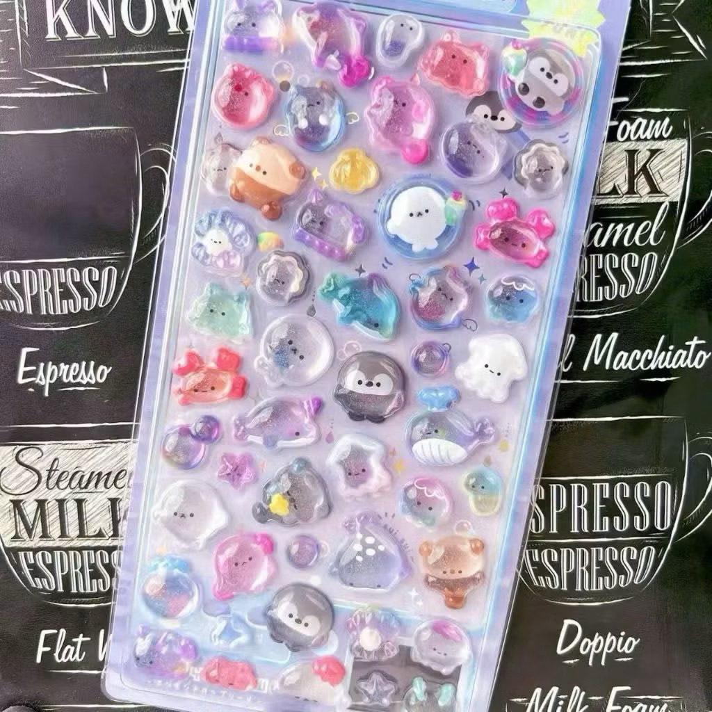 set 2 Sticker Nổi 3D Silicon Trong Suốt (Chủ Đề Đồ Ăn & Con Vật Đáng ...