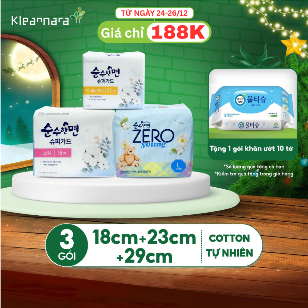 Combo mix 3 gói Băng vệ sinh KleanNara Soonsoohanmyeon Superguard 18cm ...