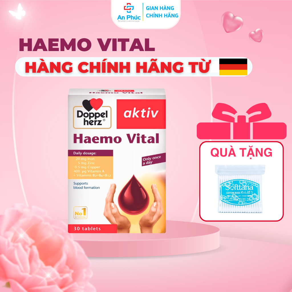 Haemo Vital - Viên Uống Bổ Sung Sắt, Vitamin A, Zin C, Thiếu Máu (Hộp ...