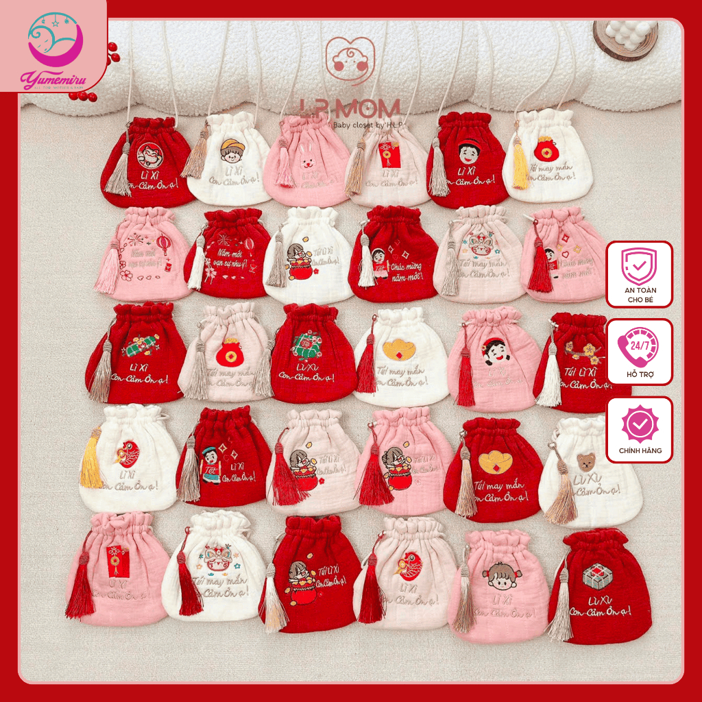 [TẶNG 1 SET LÌ XÌ] Túi đeo chéo đựng lì xì cho bé chất liệu trần hàn ...