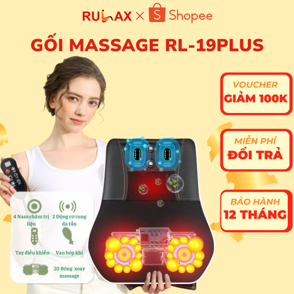 Gối Massage Hồng Ngoại Cổ Vai Gáy Cao Cấp RL18 Plus, RL19 Plus Matxa ...