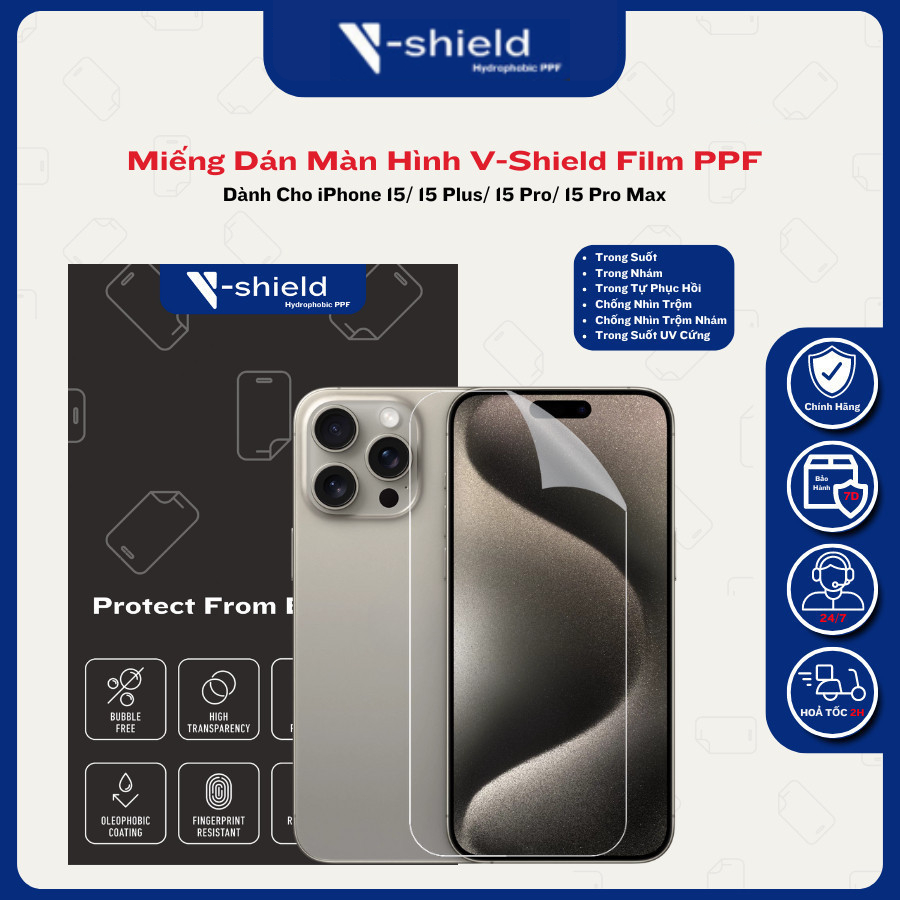 Mua 1 Tặng 1 Miếng Dán Màn Hình V-Shield Film Ppf Cao Cấp Cho Iphone 15 ...
