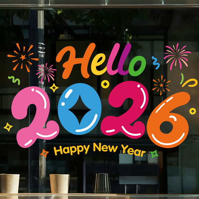 Decal Trang Trí Tết 2026 – Hello 2026 Happy New Year Hít Tĩnh Điện ...