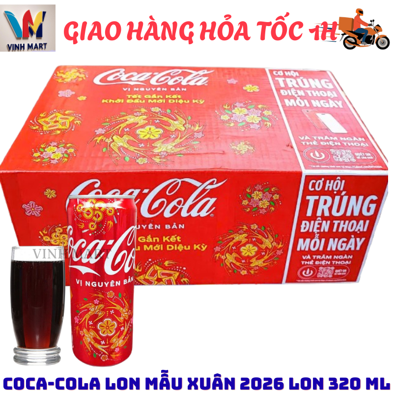 Coca-cola Mẫu Tết 2026 Lon Cao Thùng 24 Lon 330 Ml | Shopee Việt Nam