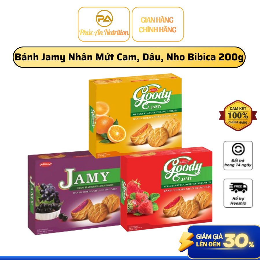 Bánh Cookies Jamy Nhân Mứt Cam, Dâu, Nho Bibica 200g | Shopee Việt Nam