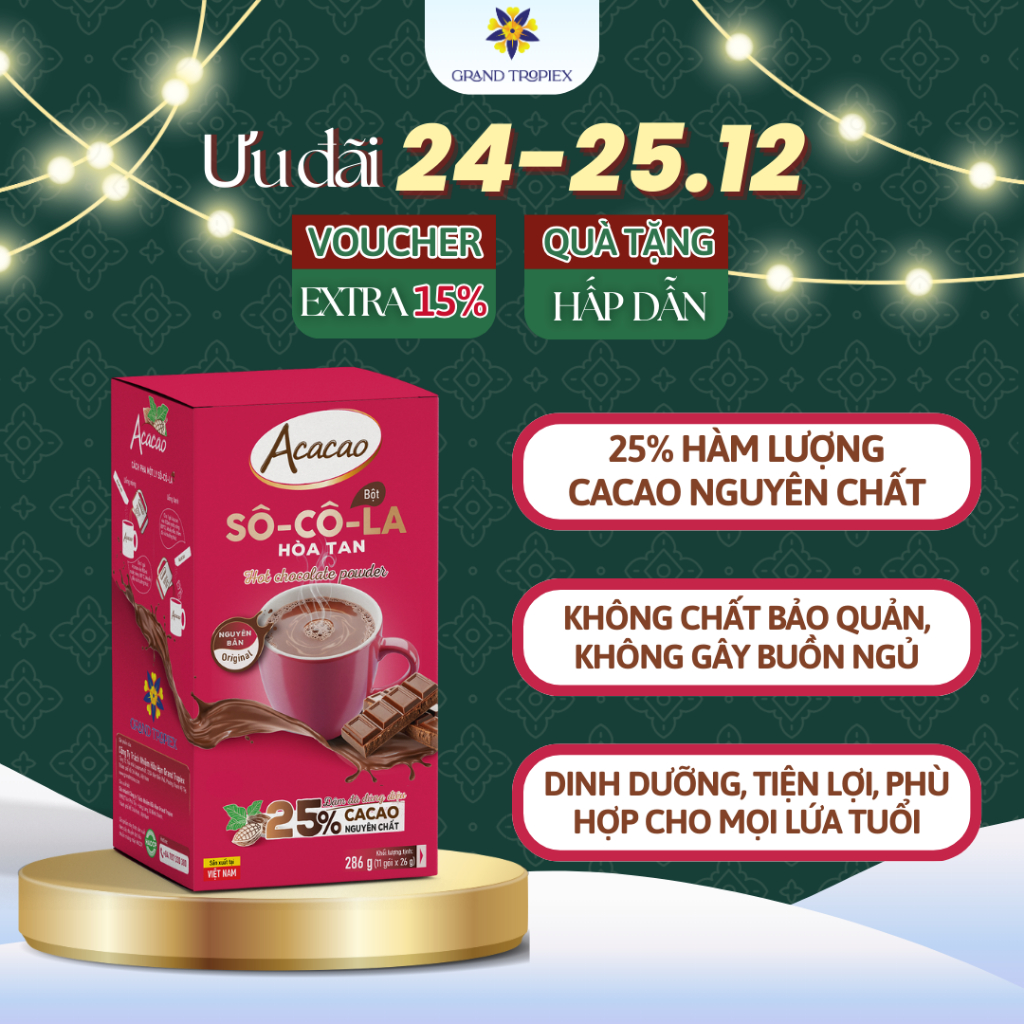 Bột Socola Hòa Tan Acacao Nguyên Bản Uống Liền, Bột Socola Dinh Dưỡng ...