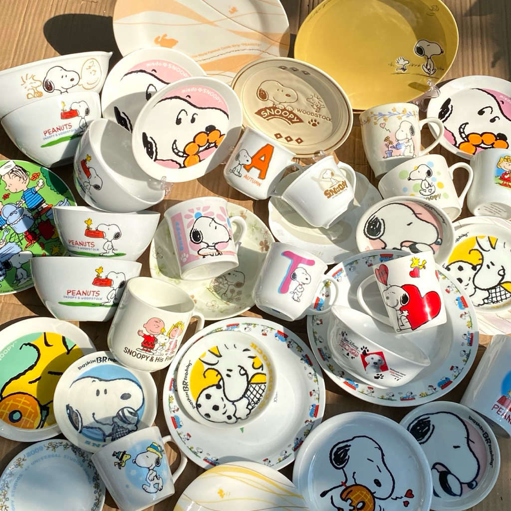 Ly chén đĩa Snoopy gốm Nhật – Bộ đồ gốm vintage Peanuts, họa tiết dễ ...