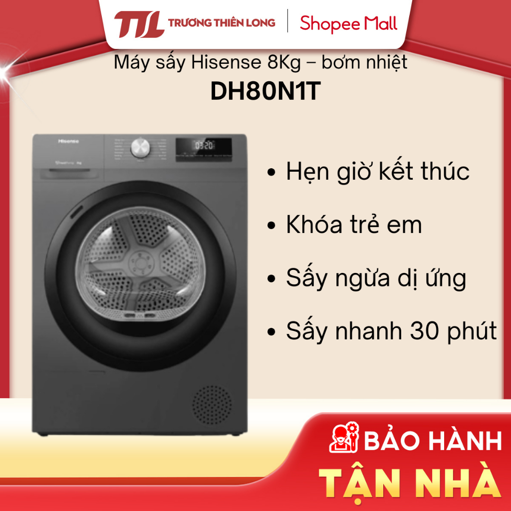 Máy Sấy Hisense DH80N1T 8 Kg – Bơm Nhiệt (Heat Pump) [FREESHIP HCM ...