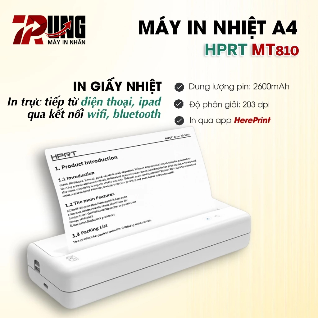 Máy in A4 NHỎ GỌN HPRT MT810 - In chuyển nhiệt, không cần mực kết nối ...