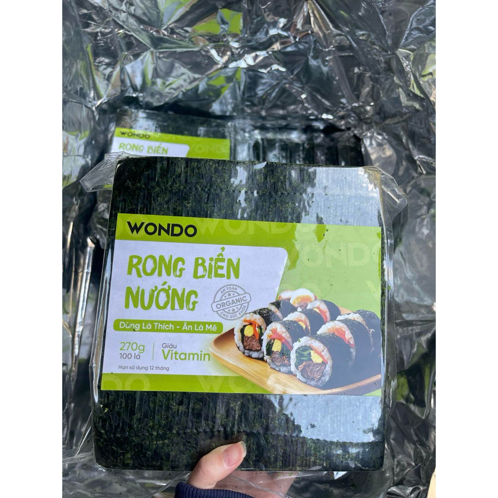 rong biển wondo 100 lá, dày, dai, không rách, không lỗ phù hợp cơm cuộn ...