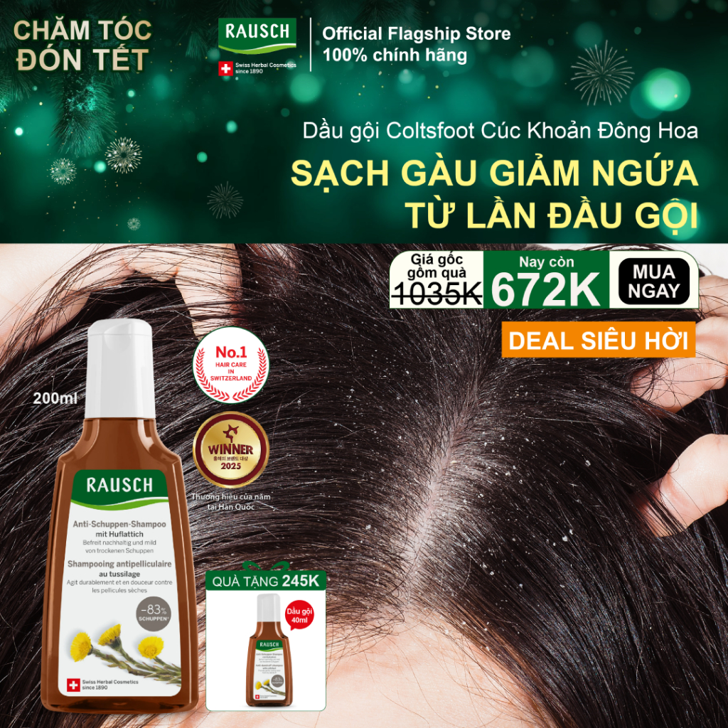 Dầu gội giảm ngứa, sạch gàu Rausch Coltsfoot Cúc Khoản Đông Hoa, thảo ...